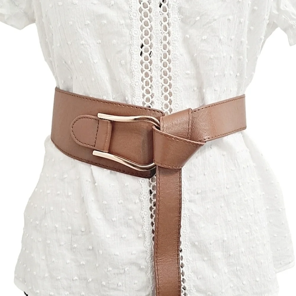 Boutique | Accessories | Corset Brown Faux Leather Obi Waist Wide Wrap ...